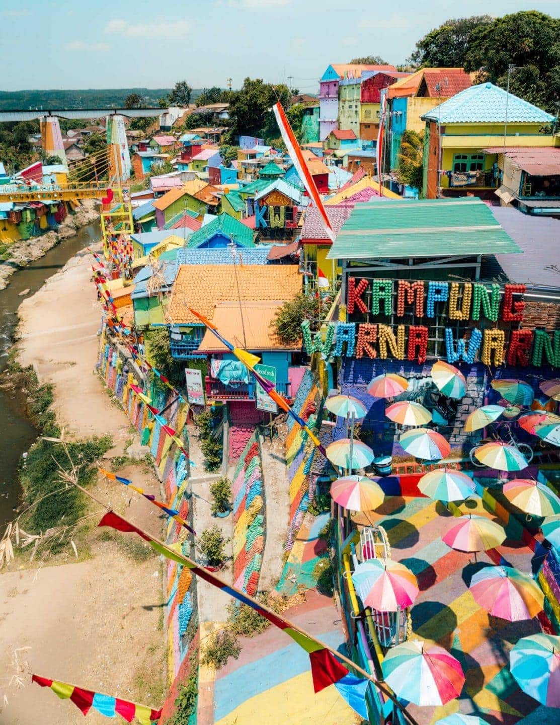 Jodipan: Colorful Rainbow Village in Malang, Java (Indonesia)